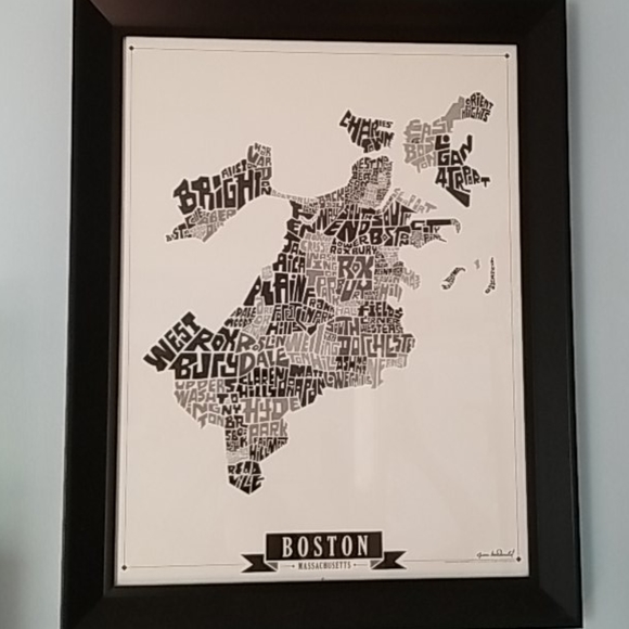 Art | Boston Map Framed | Poshmark